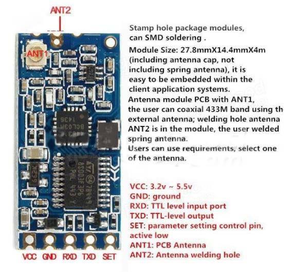 Arduino HC12 HC-12 433Mhz SI4463 RC RF Long Range Wireless Data ...